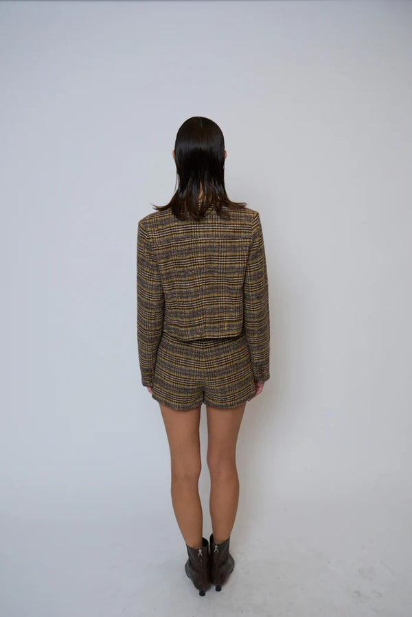 BILLIE PLAID JEWEL NECK JACKET - The Maison Marie